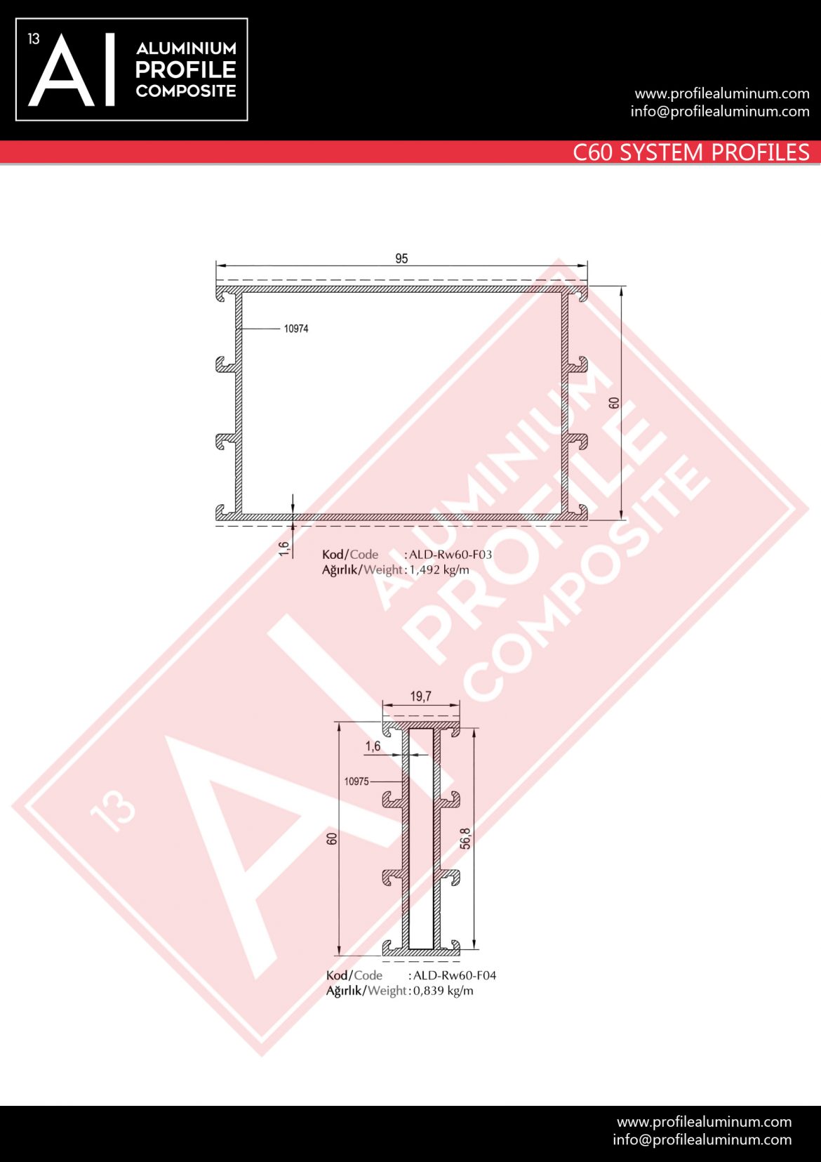 C60 SYSTEM PROFILES – ALUMINIUM PROFILE
