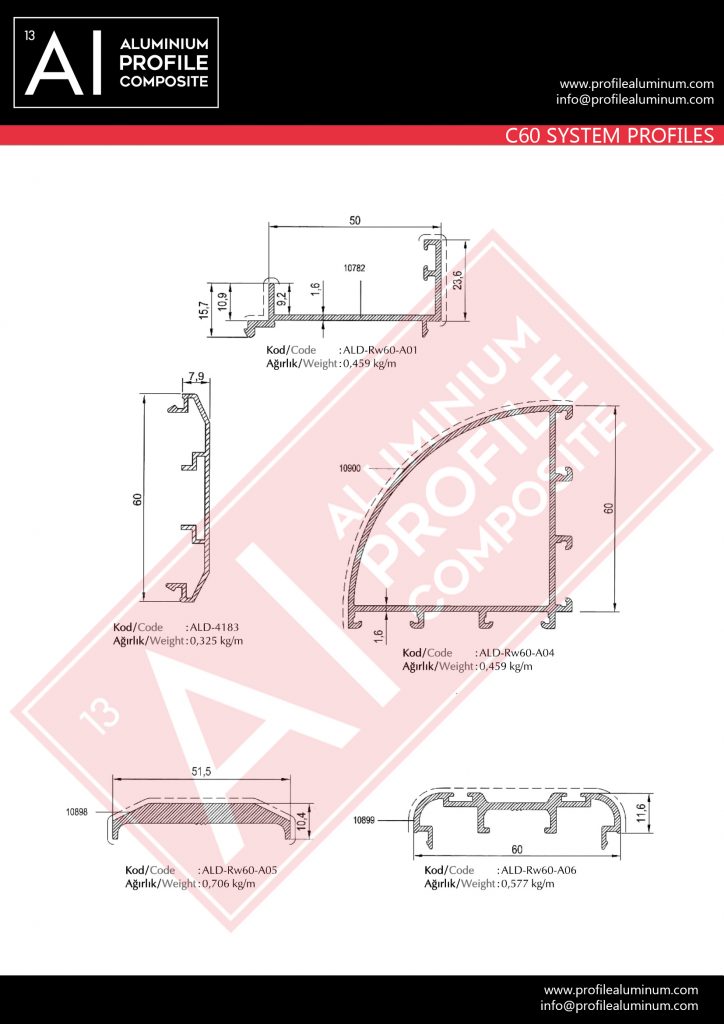 C60 SYSTEM PROFILES – ALUMINIUM PROFILE