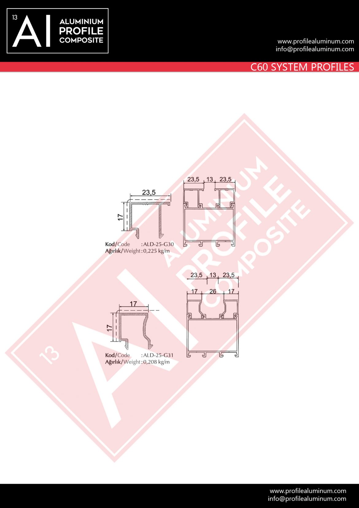 C60 SYSTEM PROFILES – ALUMINIUM PROFILE