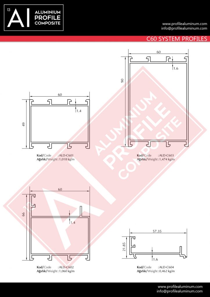 C60 SYSTEM PROFILES – ALUMINIUM PROFILE